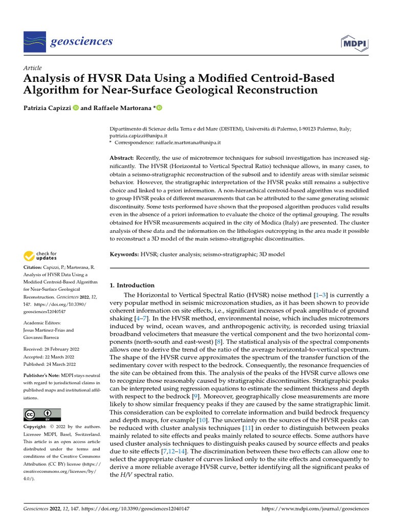 Analysis of HVSR Data Using a Modified Centroid-Based | PDF | Cluster Analysis | Topography