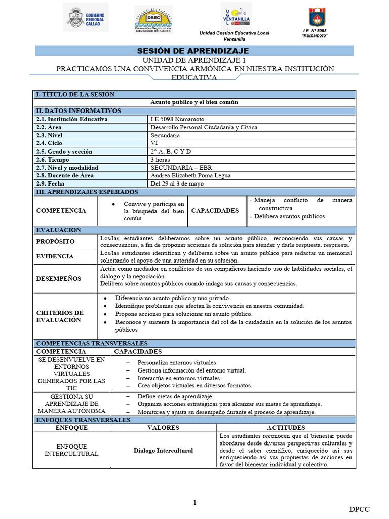 Sesion Asunto Publico | PDF | Evaluación | Aprendizaje