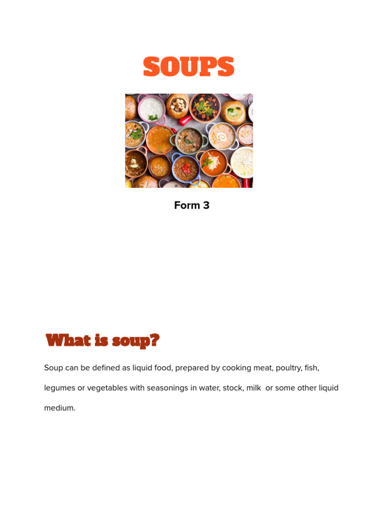 Soups Form 3 | Download Free PDF | Soup | Cooking
