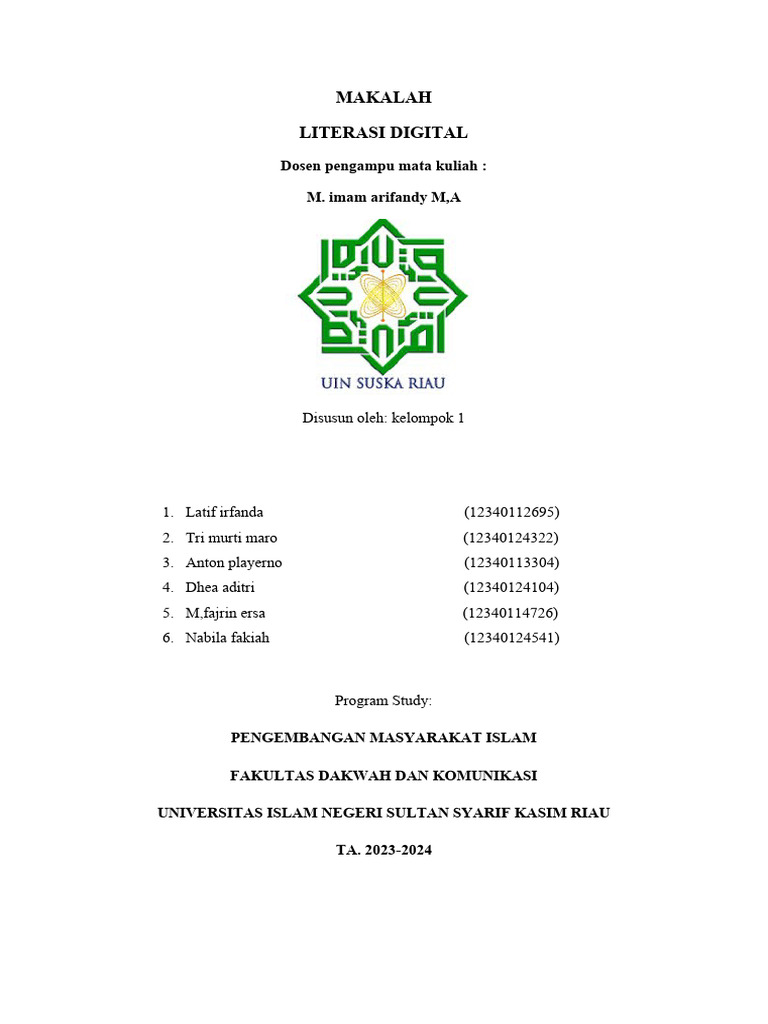 Makalah Literasi Digital KLP 1 Uchiha | PDF