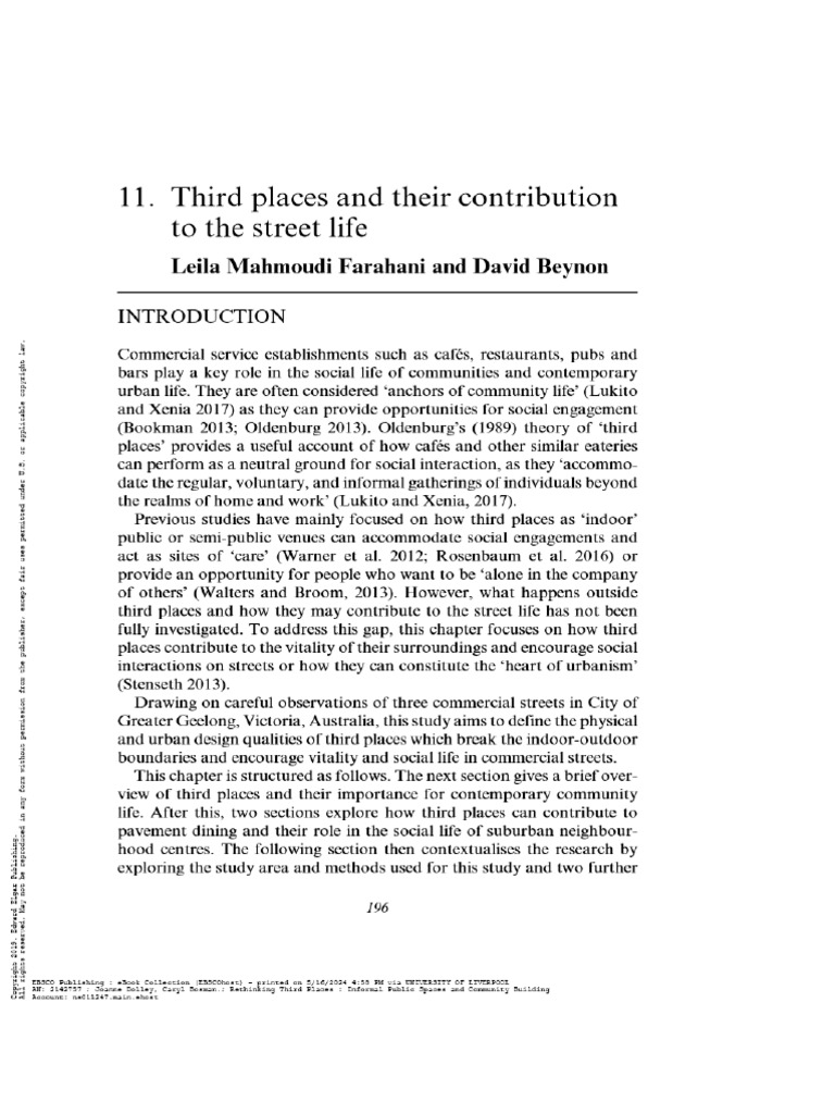 Rethinking Third Places Informal Public Spaces And Community Building PDF