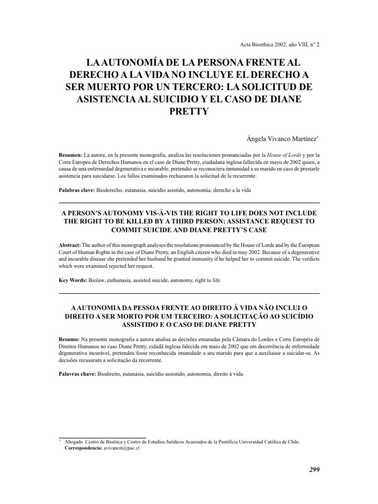 Autonomía y Suicidio Asistido: Caso Pretty | PDF | Convenio europeo de ...