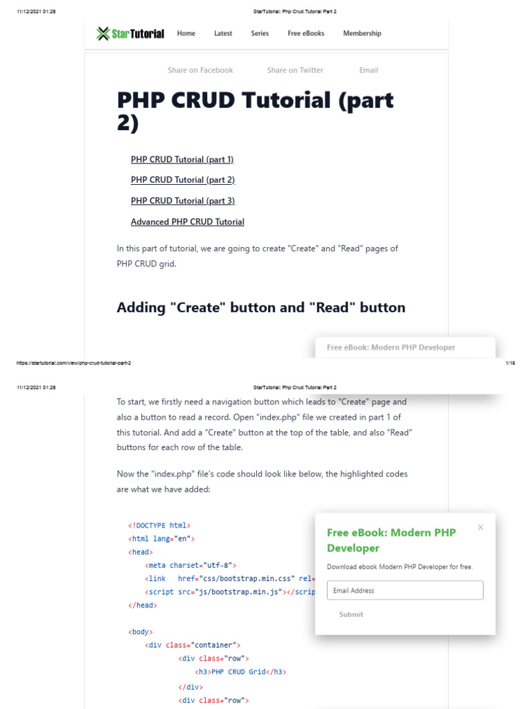StarTutorial - PHP Crud Tutorial Part 2 | Download Free PDF | Php ... StarTutorial - PHP Crud Tutorial Part 2 | Download Free PDF | Php ...
