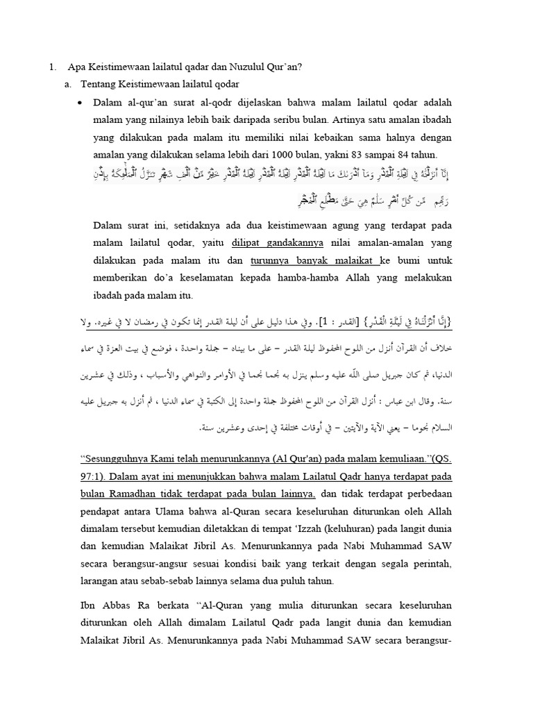 Apa Keistimewaan Lailatul Qadar Dan Nuzulul Qur | PDF