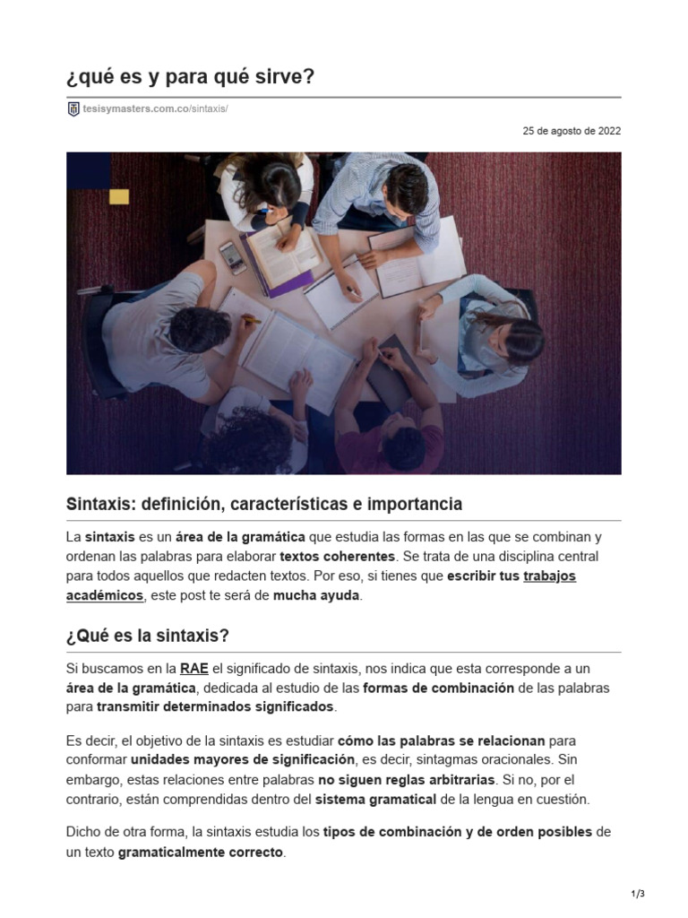 1 - Sintaxis - Definición, Características e Importancia | Descargar ...