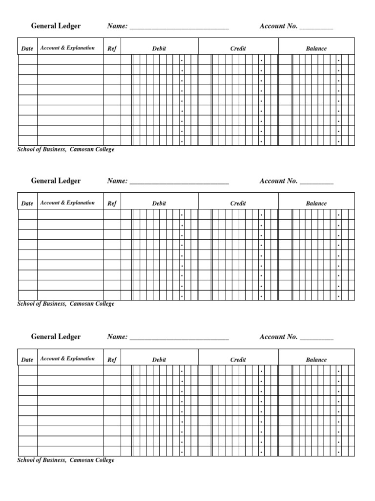 General Ledger Template for Accounting | PDF | Debits And Credits ...