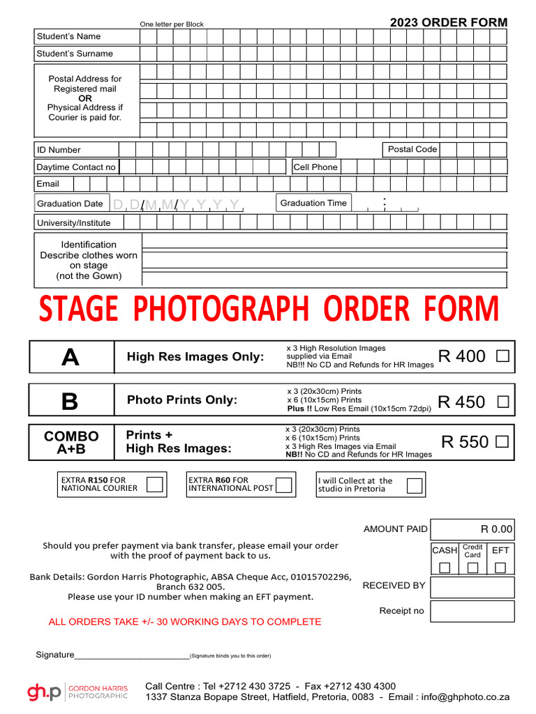 Stage Photographs Form 2023 | PDF | Mail | Photograph