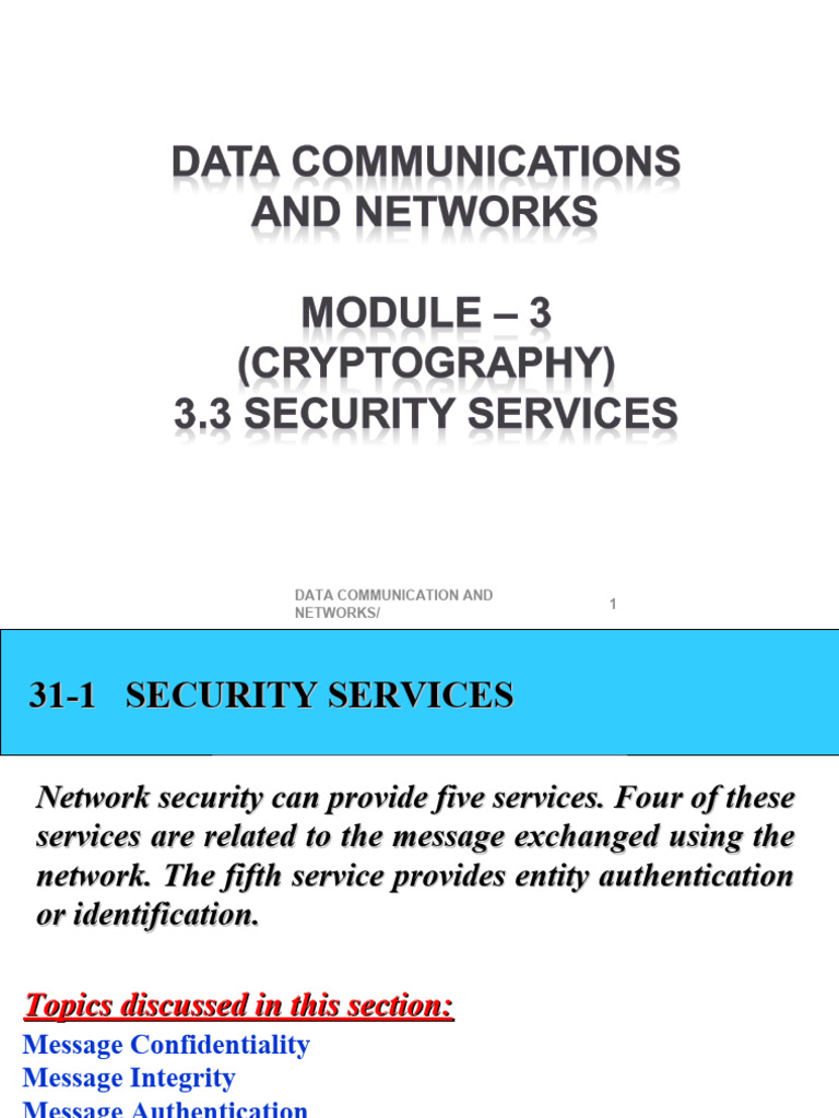 3.3 Security Services | Download Free PDF | Cryptography | Public Key Cryptography