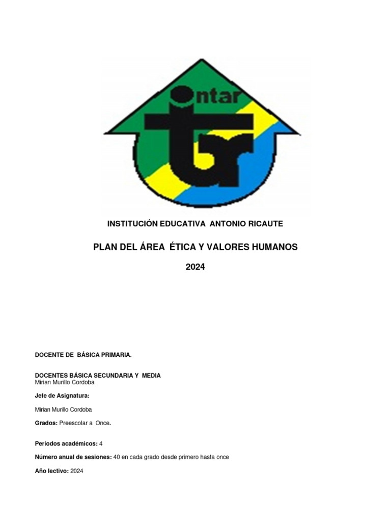 PLAN-DE-ETICA-2024 INTAR | PDF | Plan de estudios | Moralidad