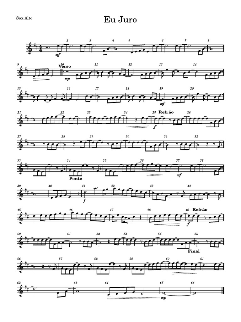 Eu Juro - Sax Alto | PDF