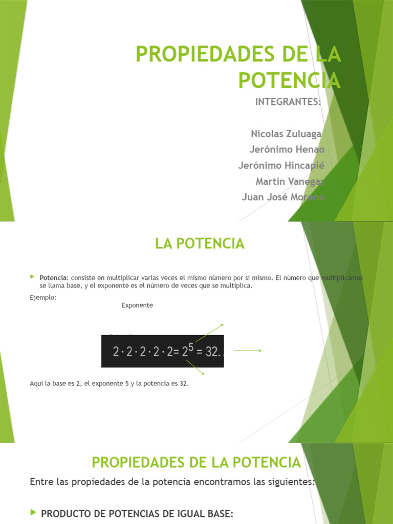 Propiedades de La Potencia | PDF | Exponenciación | Multiplicación