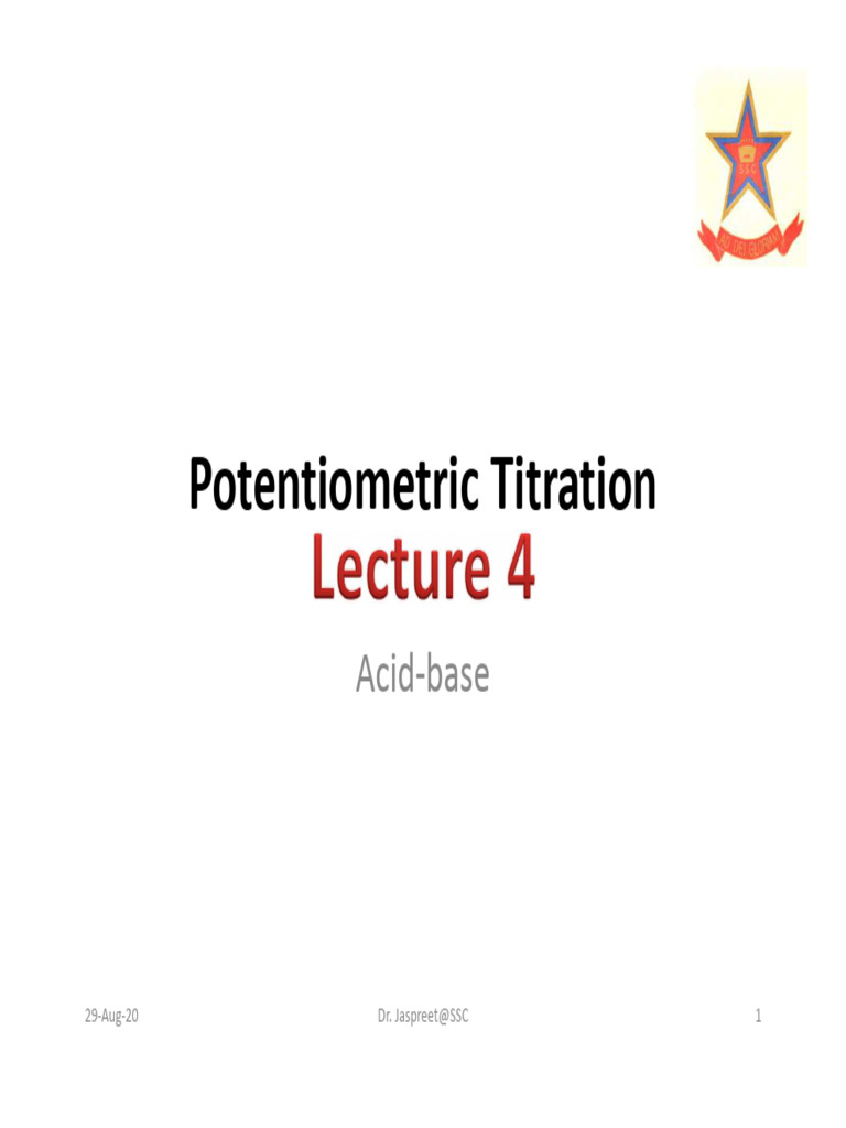 POTENTIOMETRIC TITRATIONS - Lecture 4 - Mod | PDF | Ph | Materials POTENTIOMETRIC TITRATIONS - Lecture 4 - Mod | PDF | Ph | Materials