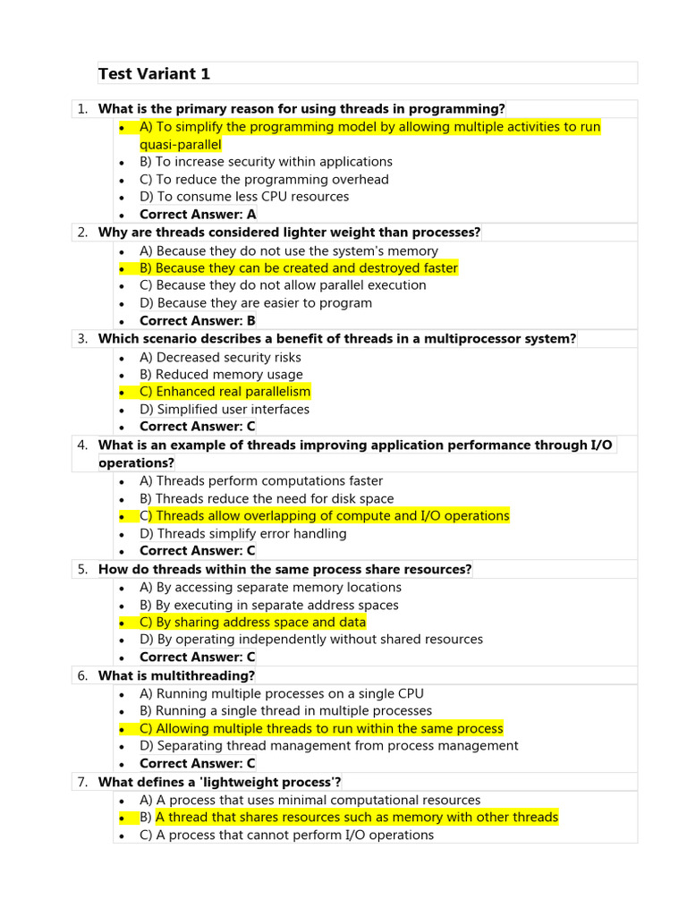 Variant 1 | PDF | Thread (Computing) | Process (Computing)
