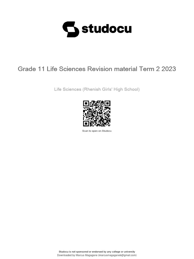 Grade 11 Life Sciences Revision Material Term 2 2023 | PDF | Cellular ...