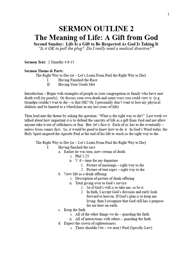 Meaning of Life 2 - Sermon Outline | PDF | Paul The Apostle | Sermon