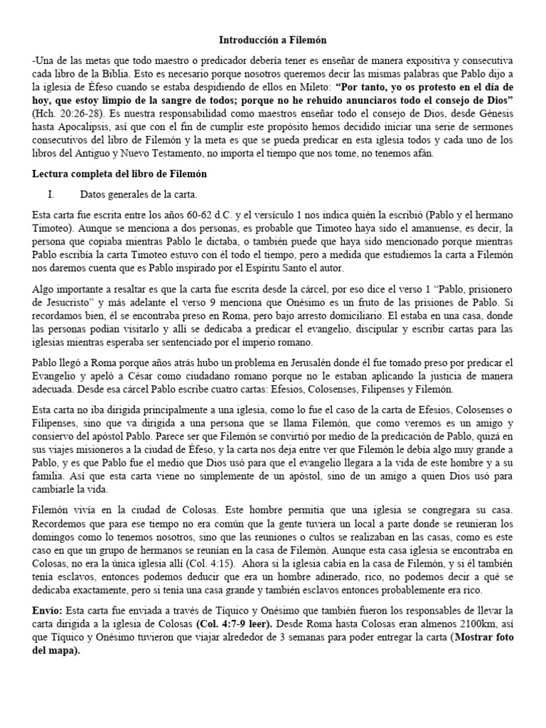 Introducción A Filemón | PDF | Epístola a Filemón | Pablo el apóstol