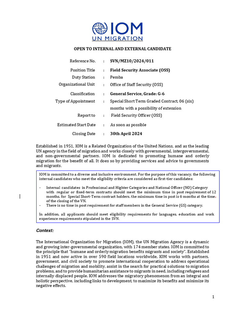 SVN 011 - 2024 - Field Security Associate (OSS) | Download Free PDF ...