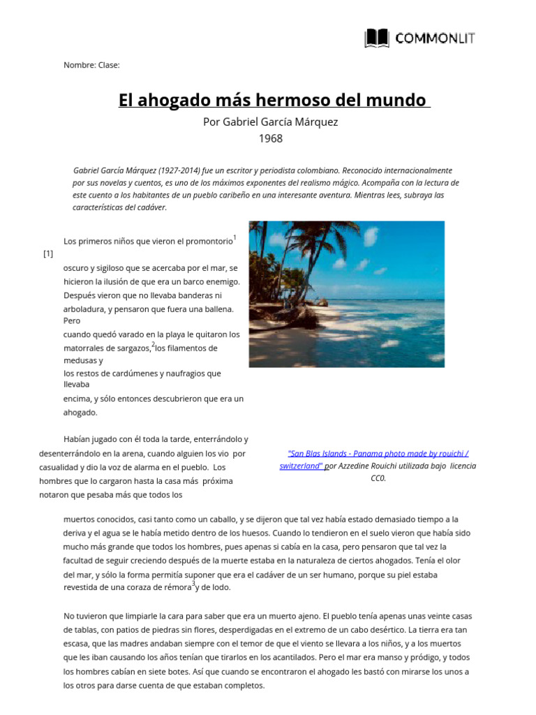 El Ahogado Más Hermoso Del Mundo-Teacher-12 | PDF | Poesía | Libros ...