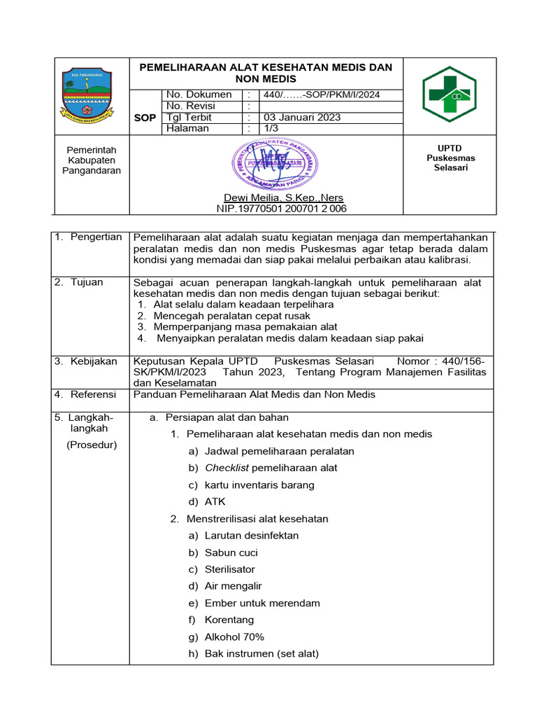 Sop Alat Kesehatan | PDF