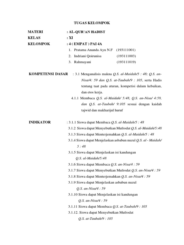 Analisis Q.S. al-Maidah dan Hadis | PDF
