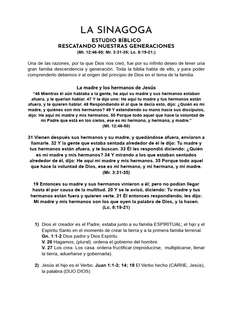 LA SINAGOGA Estudio Pastoral | PDF | Dios el padre | Dios
