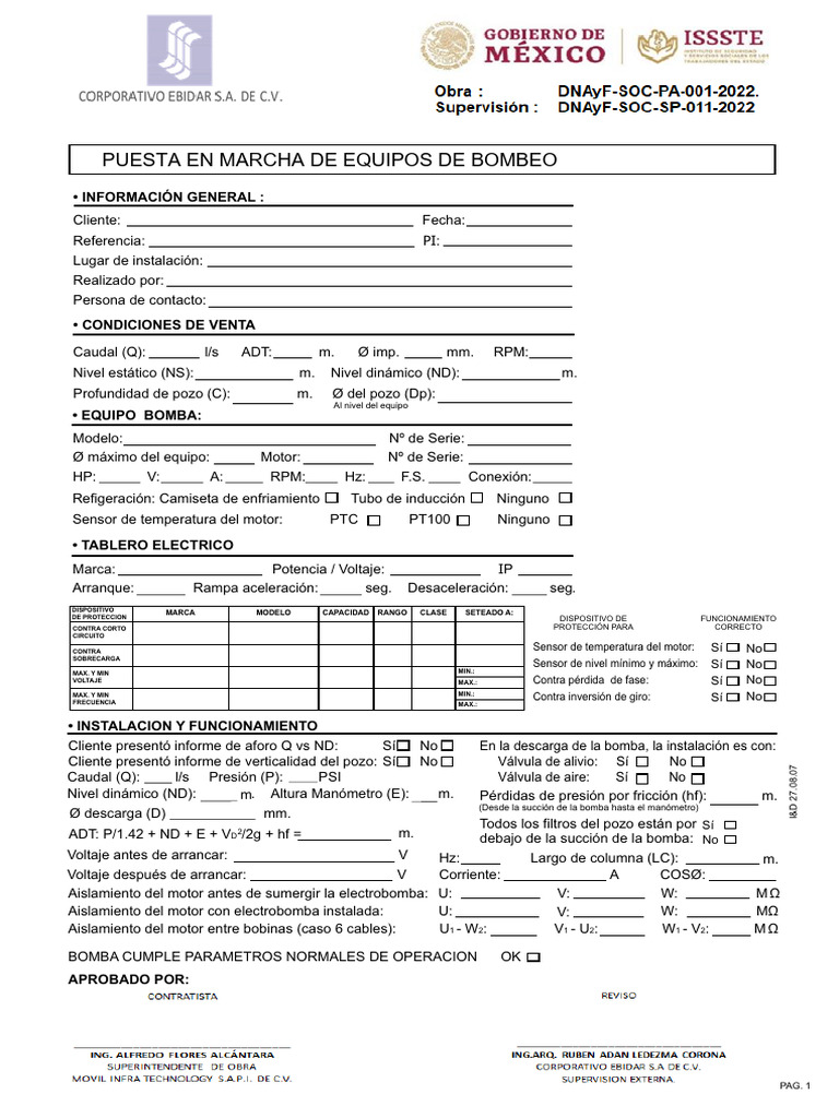 Puesta en Marcha Equipo de Bombeo | PDF | Bomba | Electricidad