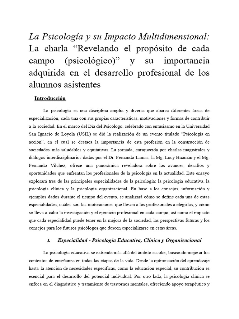 Ensayo Orga | PDF | Sicología | Psicología industrial y organizacional