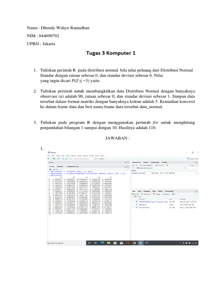 Tugas 3 Komputer 1 Dhendy Wahyu Ramadhan | PDF | Metode & Bahan Ajar