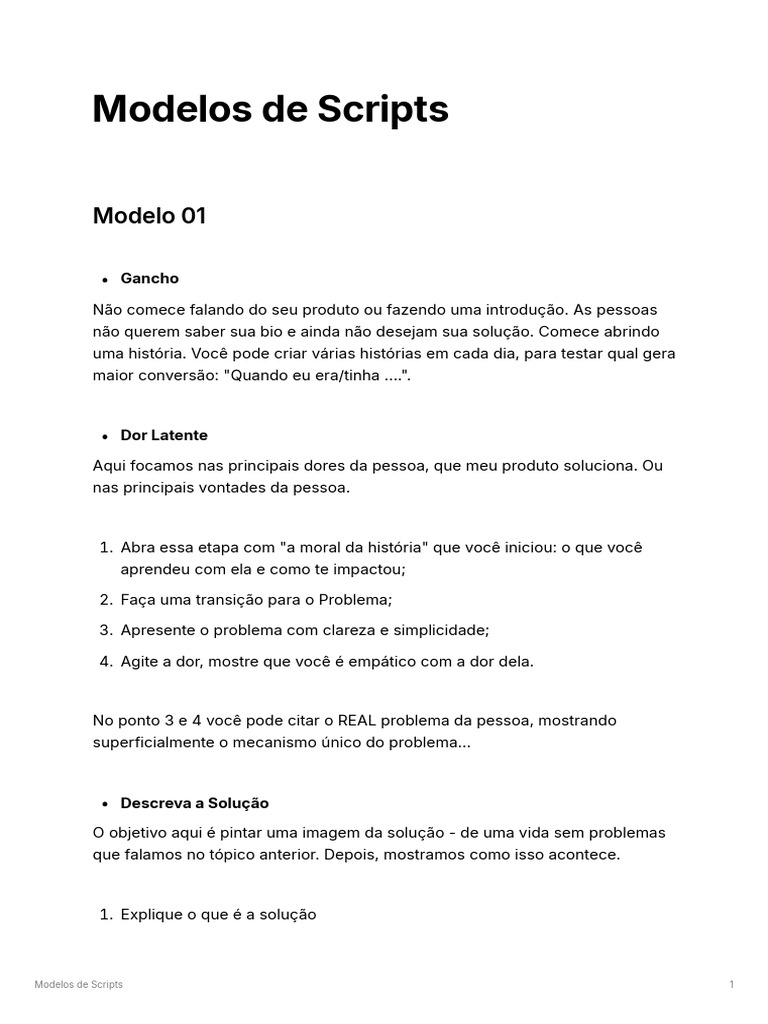Modelos de Scripts | PDF | Conhecimento | Dor