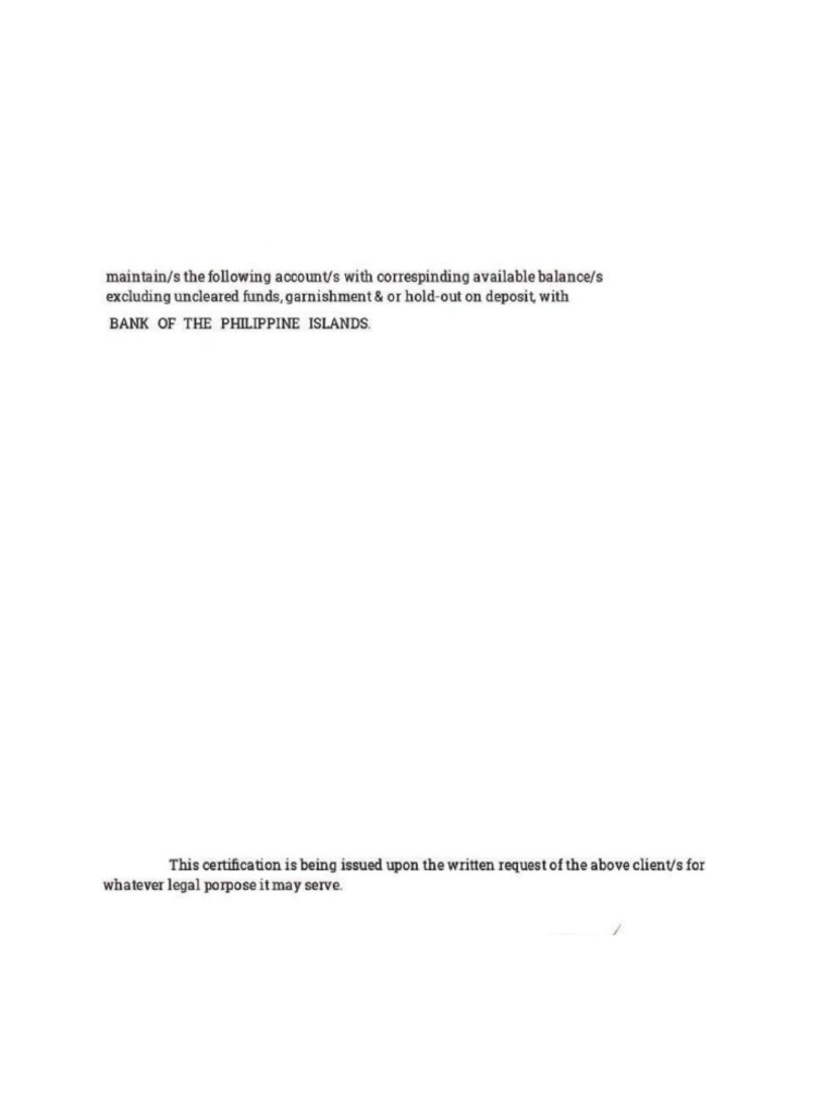 Bank Certificate BPI 2023 | PDF