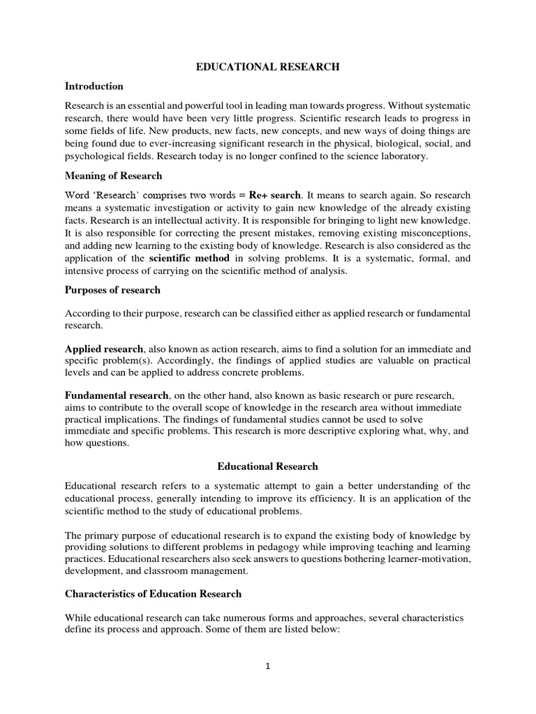Meaning of Educational Research | PDF | Sampling (Statistics) | Methodology