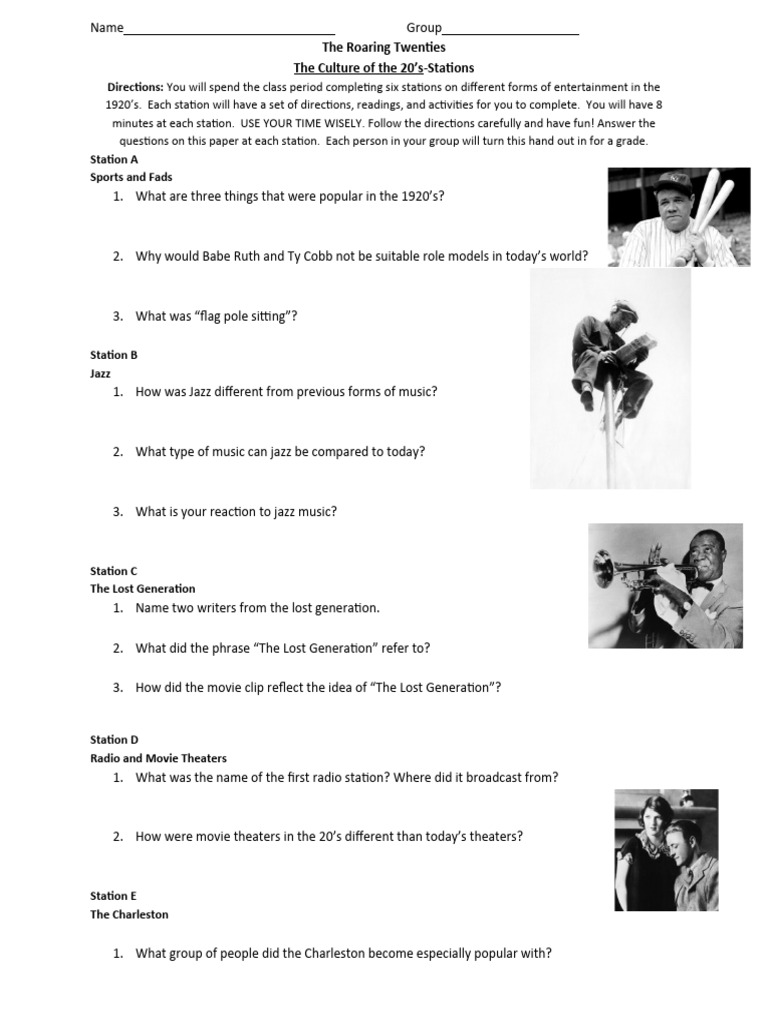 Roaring 20's Stations | PDF | Harlem Renaissance