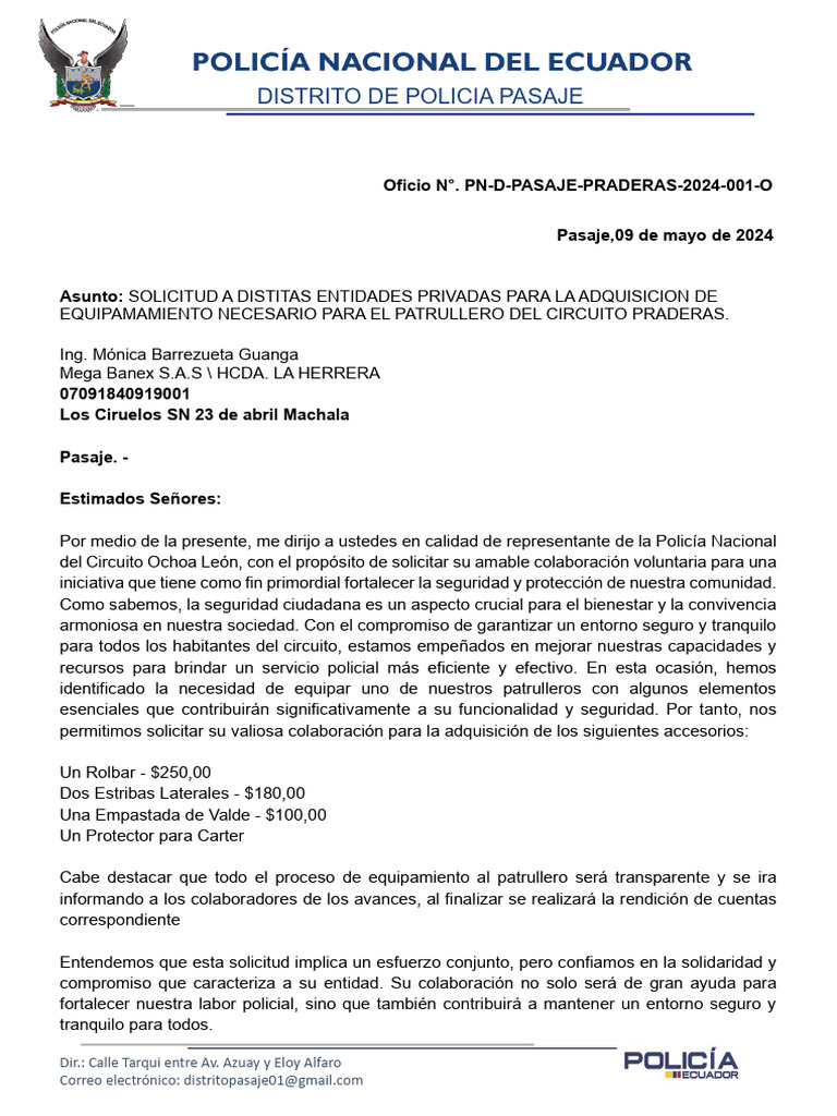 Oficio Solicitud para Vehiculo 1 | PDF | Policía