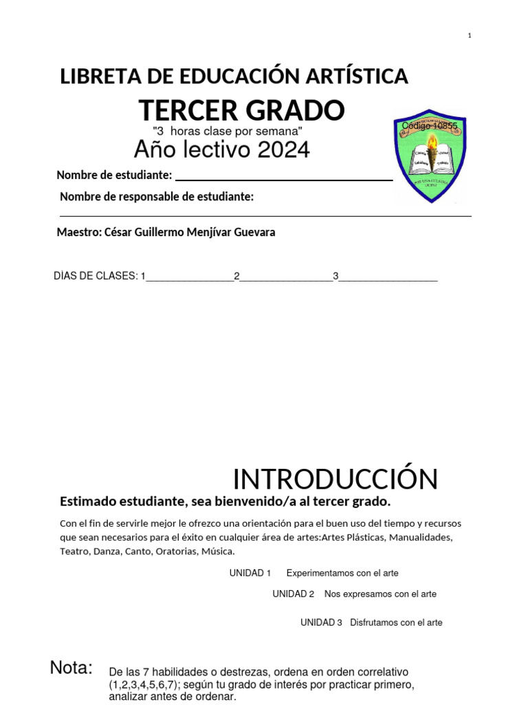 3 Libreta de Tercer Grado 2024 2 | PDF | Ritmo | Educación en artes ...
