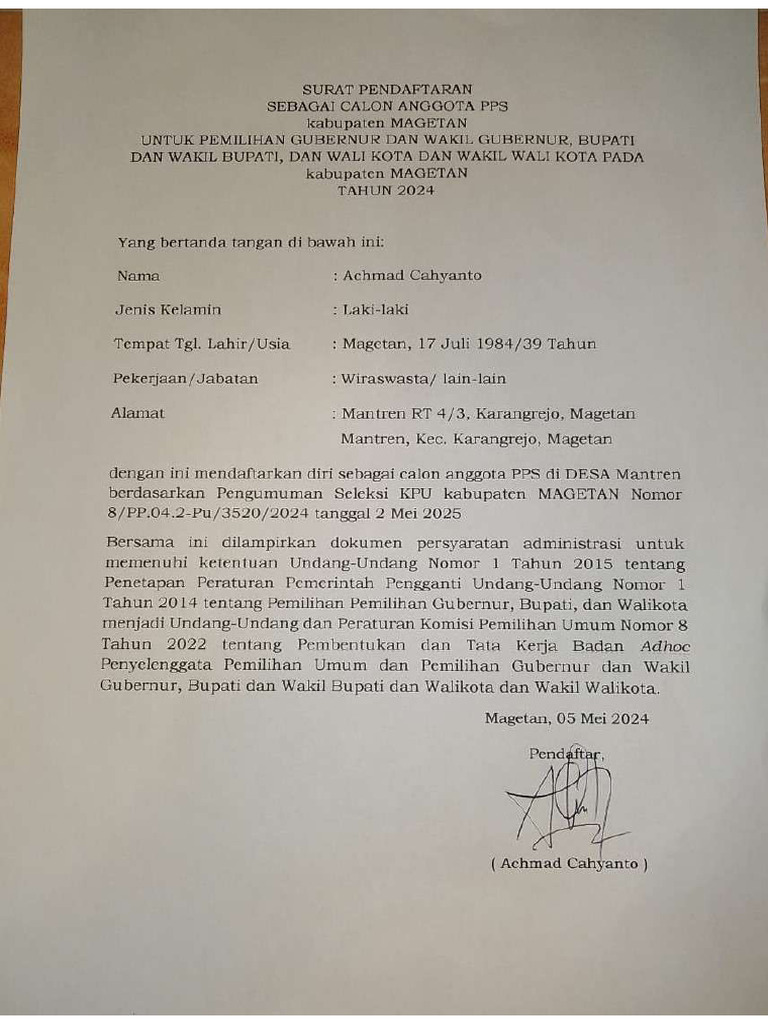 Surat Pendaftaran | PDF