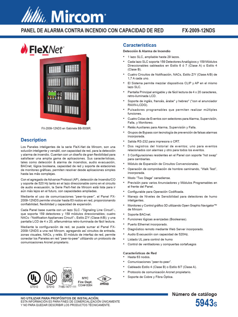 FleX-Net FX-2009-12NDS Network Fire Alarm Control Panel | Descargar ...