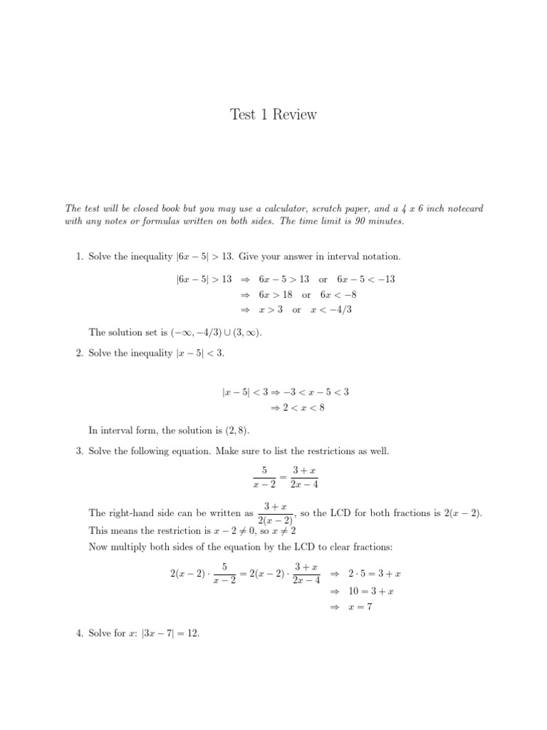 Test 1 Review W2022 | PDF | Mathematical Analysis | Mathematics