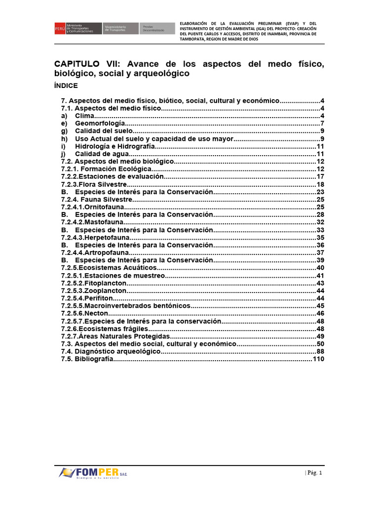 ACAPITE 7 Avance de Los Aspectos Del Medio Biologico Con Informacion ...