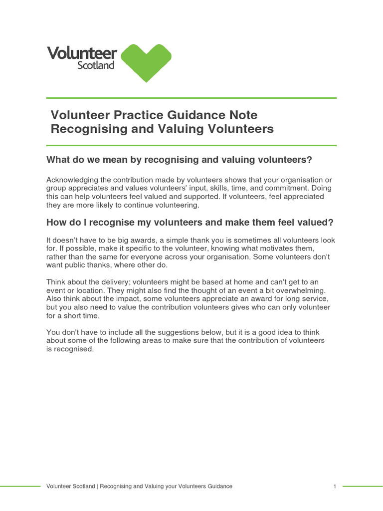 Recognising and Valuing Your Volunteers | PDF | Volunteering | Human ...