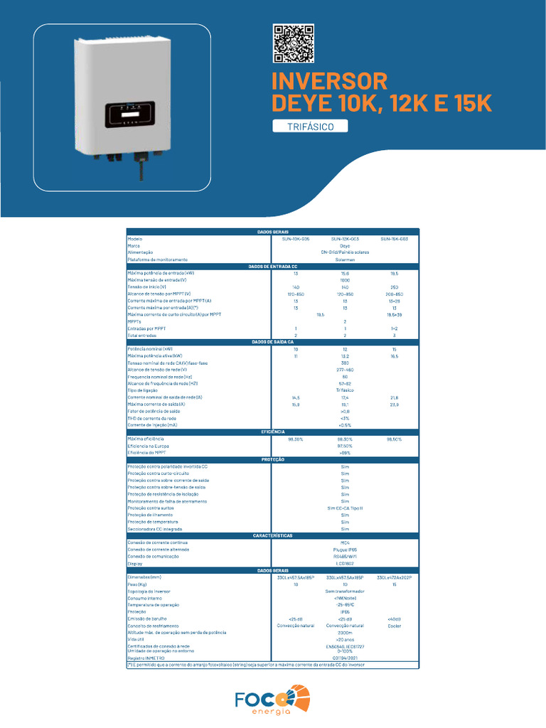 5T. Datasheet_inversor Deye SUN-10K-G05 | PDF