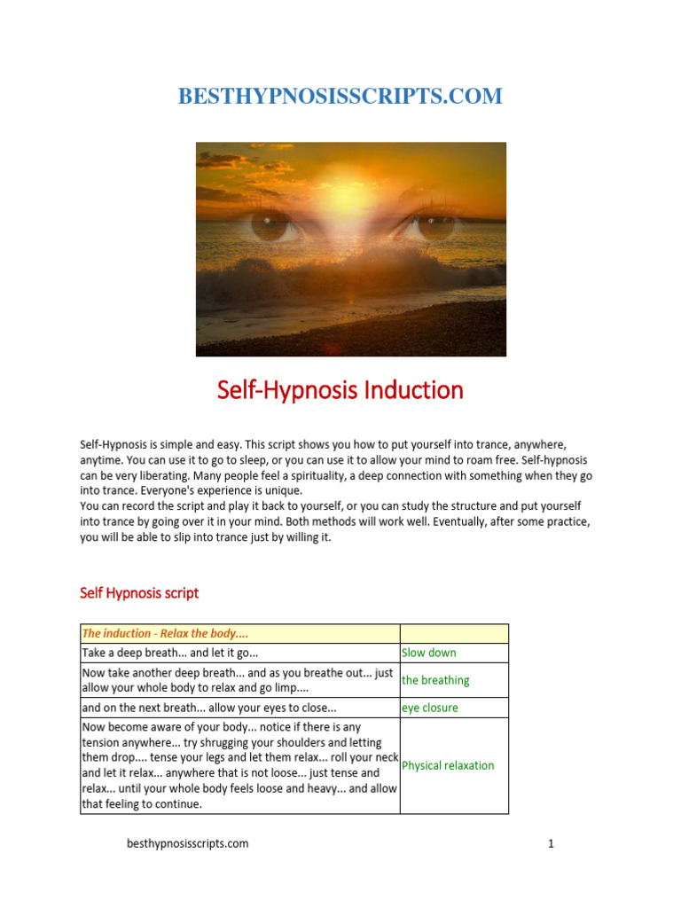 BHS Self Hypnosis Basic Script 1 | PDF | Psychology | Behavioural Sciences