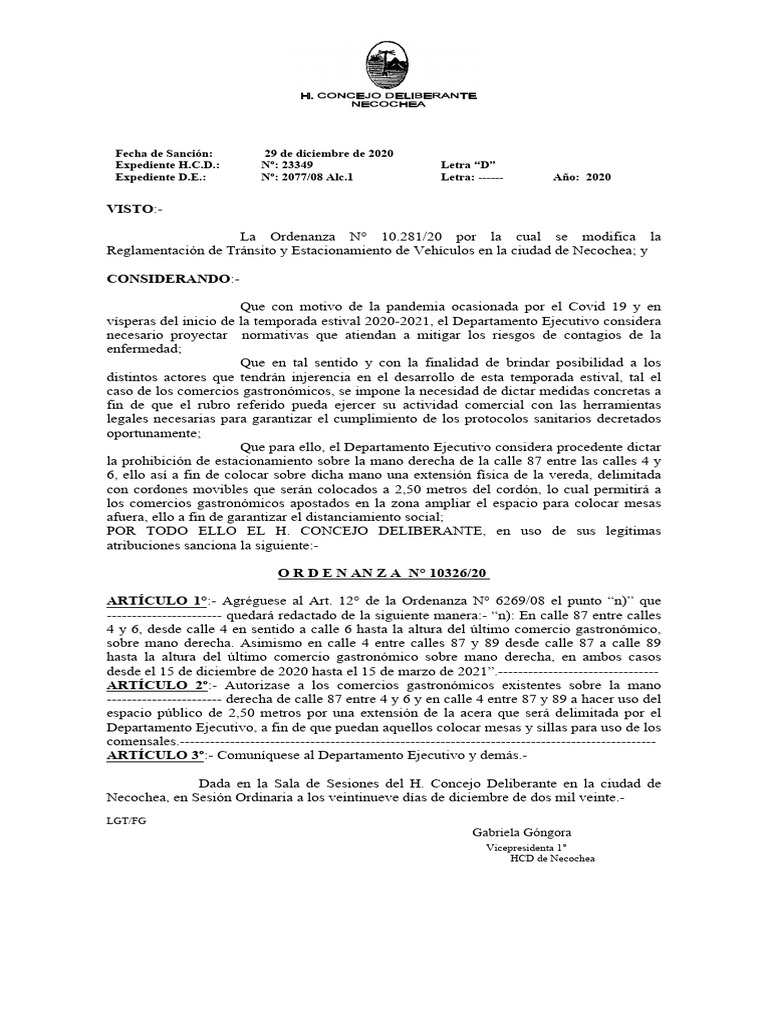 Ordenanza 10326 20 | PDF | Finanzas y dinero