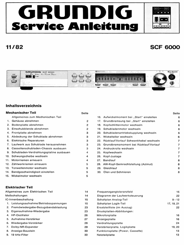 Pletina Cassete Grundig SCF 6000 SM | PDF