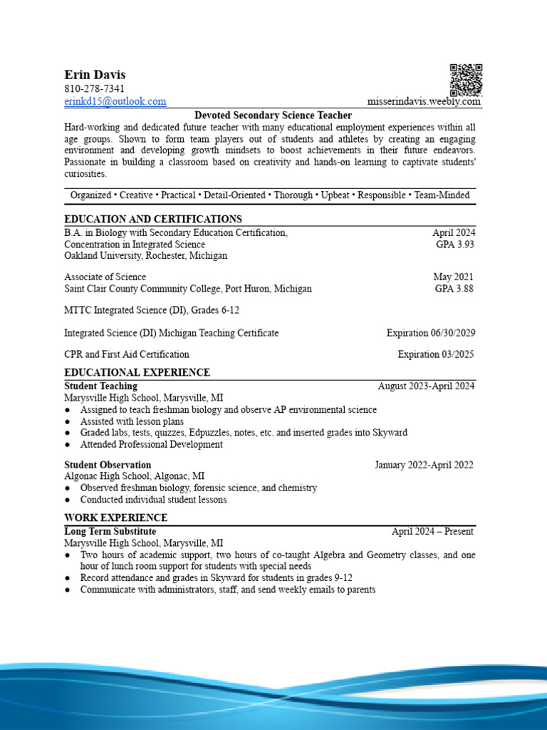 Erin Davis Resume 4 | PDF | Teachers