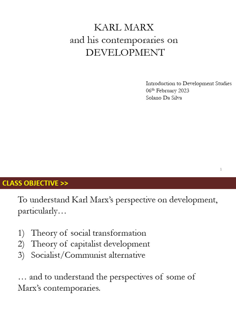 SLIDES 4 - Marx On Development | PDF | Karl Marx | Capitalism