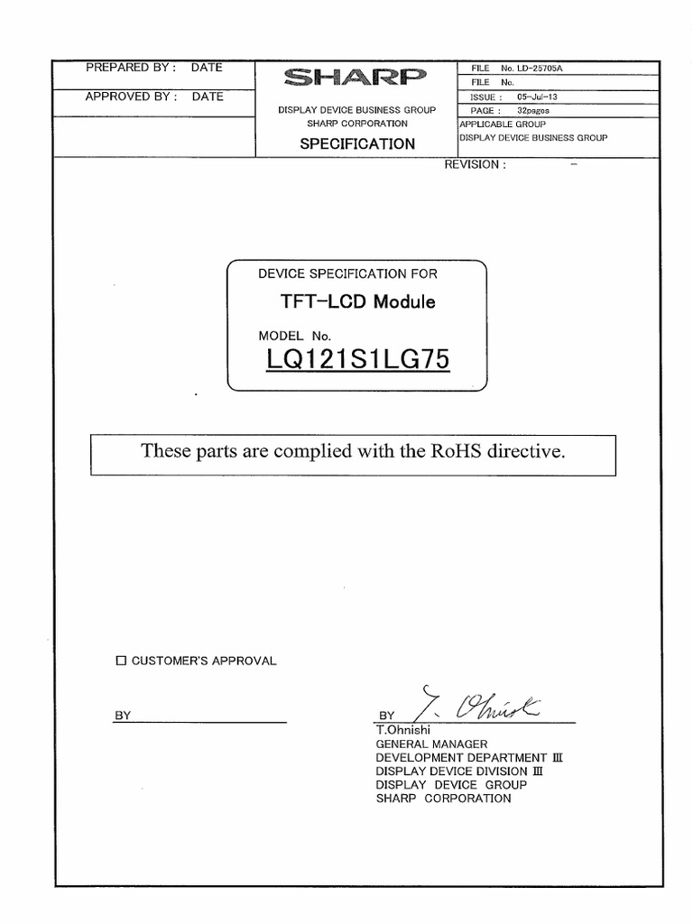 LQ121S1LG75 Sharp | PDF