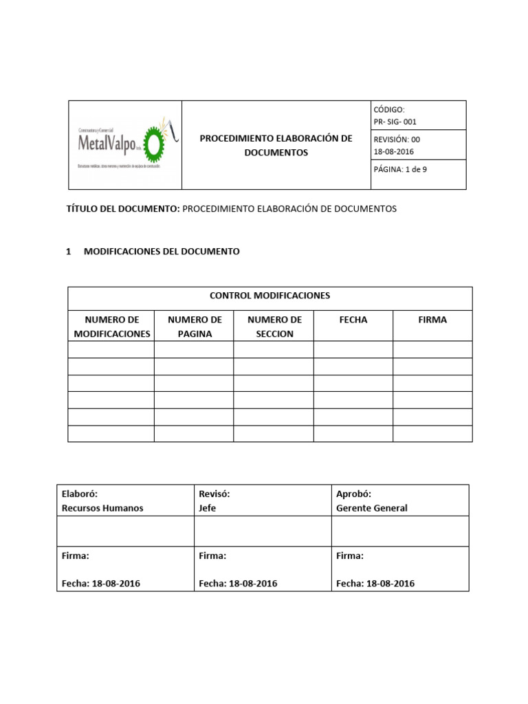 Procedimiento para Elaborar Documentos | PDF