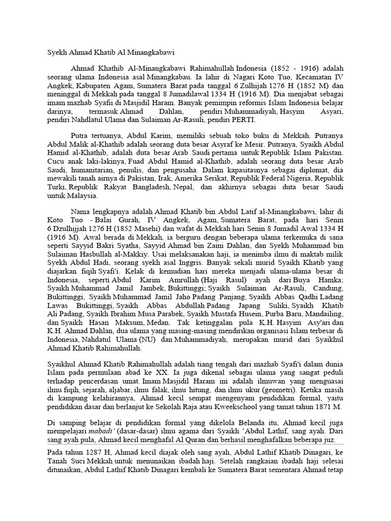 Syekh Ahmad Khatib Al Minangkabaw1 | PDF
