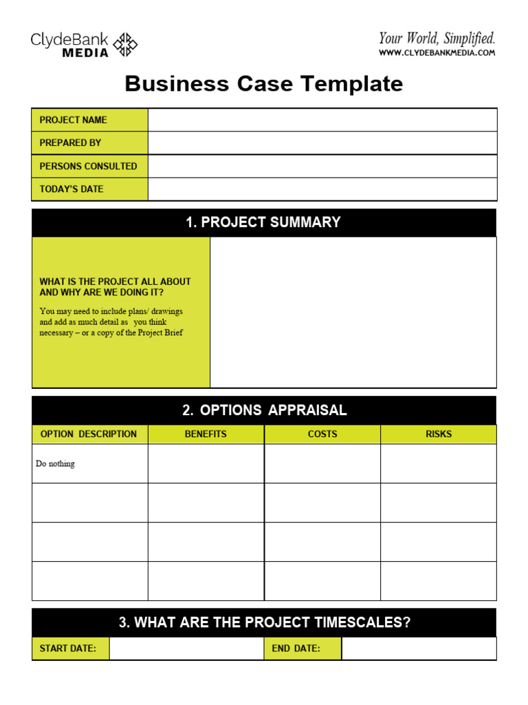 ProjectManagement BusinessCaseTemplate | PDF | Procurement | Economies