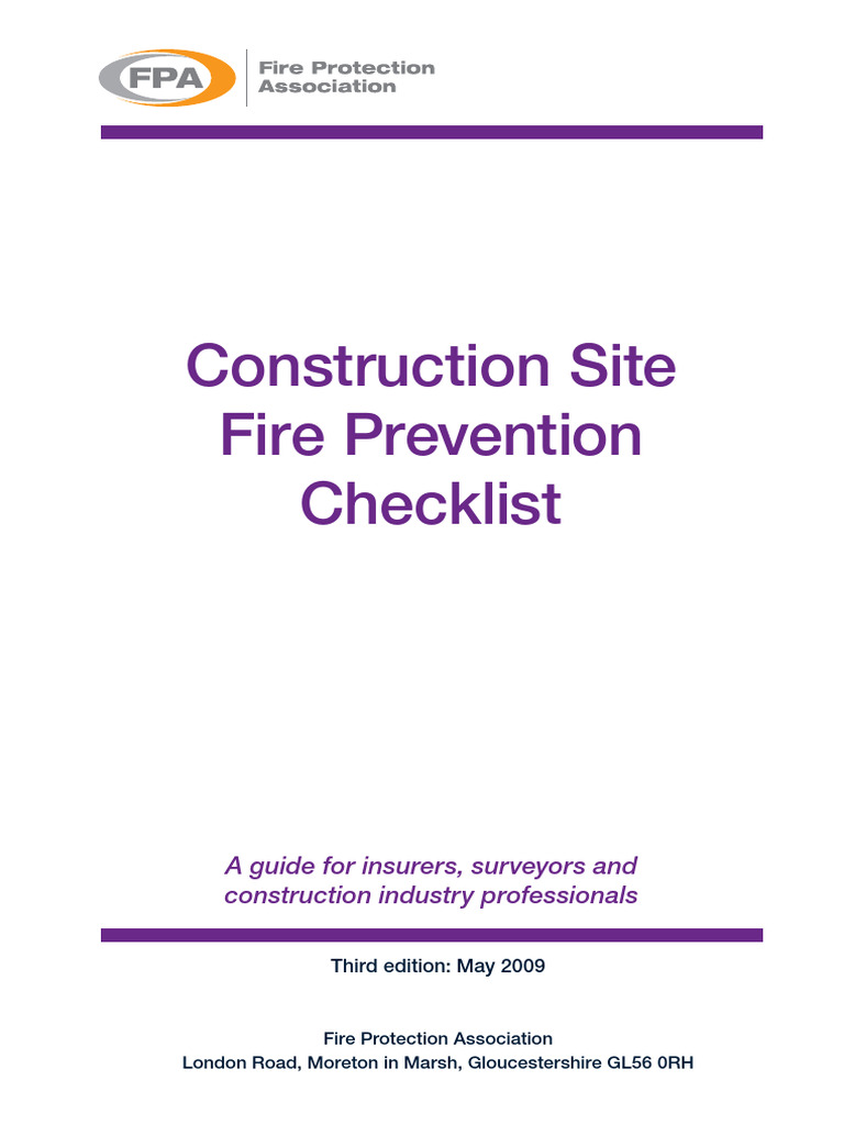 Construction Fire Prevention Checklist | PDF | Fire Safety | Firefighter